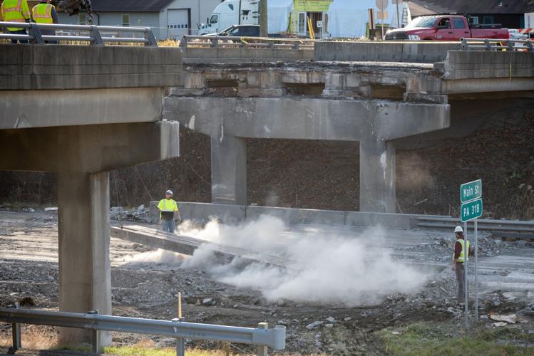 I-376 reopens after span of damaged Route 318 bridge is removed | Local ...