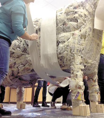 Bovine builders: Mohawk High art students create life-size, mosaic cow ...