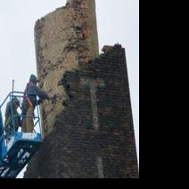 Brick by brick, Curtis Paper Mill smokestack is demolished | News ...