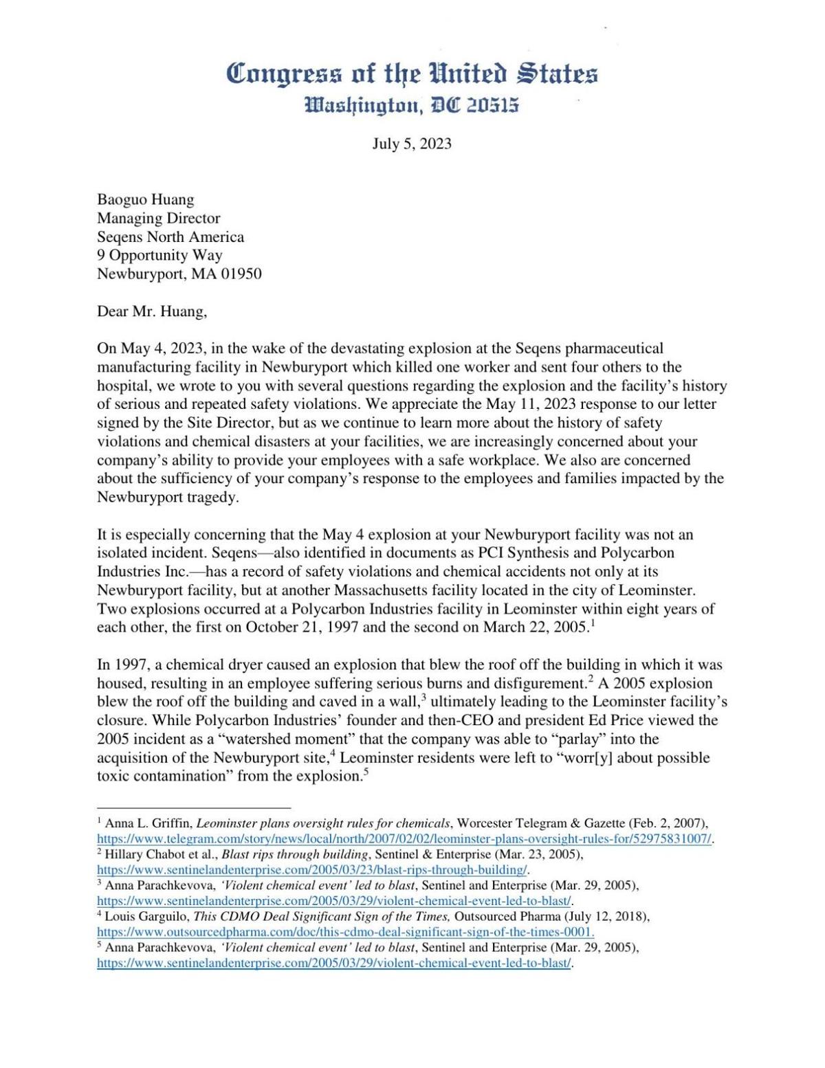 Lawmaker Letter To Seqens