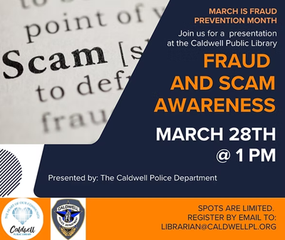 Caldwell Police to lead presentation on frauds and scams March 28 at ...