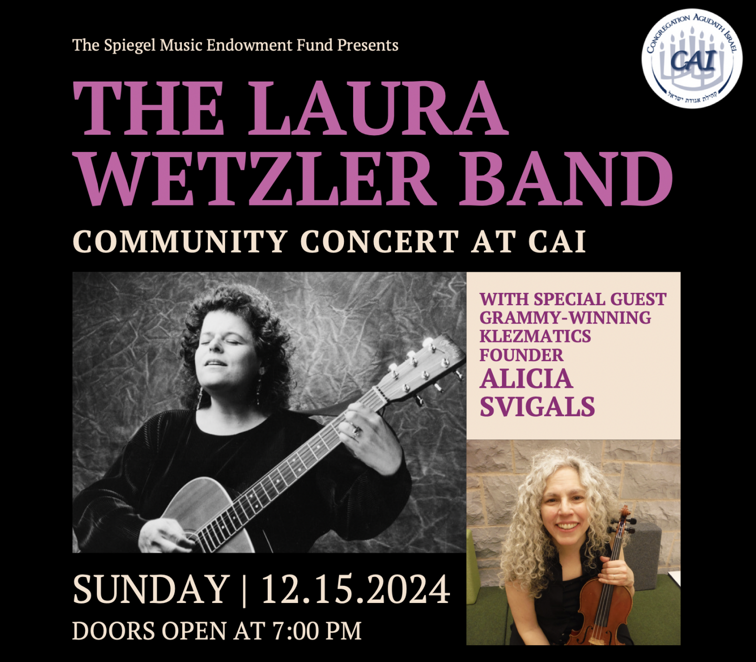 The Laura Wetzler Band to perform at Congregation Agudath Israel Dec ...