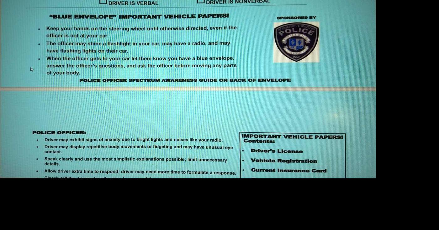 Bernards Township police launch 'Blue Envelope' program for drivers ...