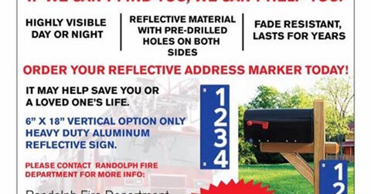 Randolph Fire Department offering reflective house numbers to residents ...