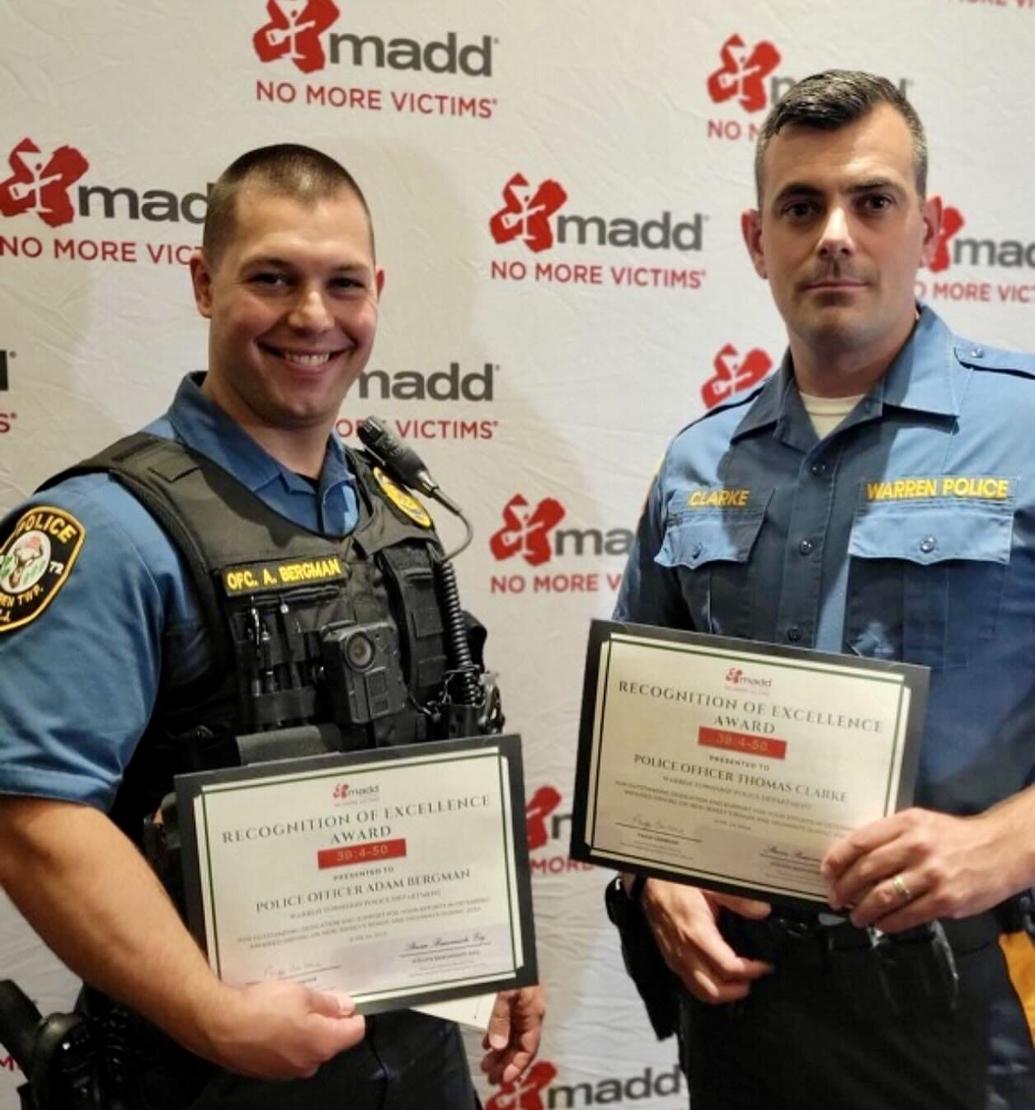 Warren police officers recognized by Mothers Against Drunk Driving ...