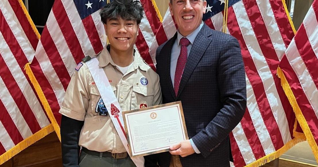 Young leader congratulated by commissioners upon earning Eagle Scout ...