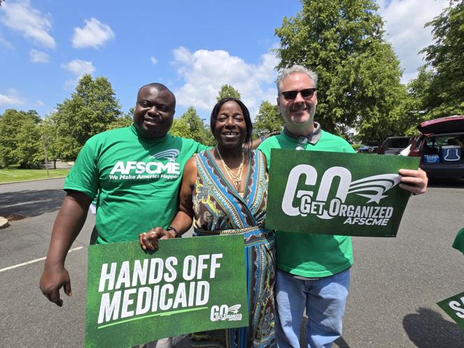 Healthcare workers, public employees rally at Rep. Kean's office | News ...