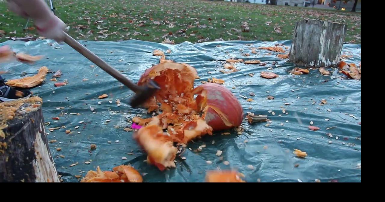 Watch this guy break world record for smashing pumpkins