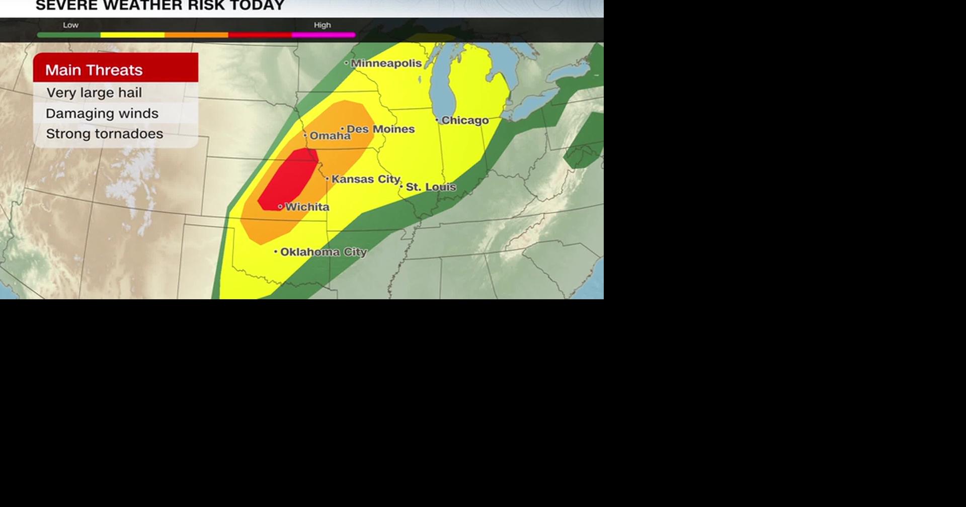 RAW: HIGH-END TORNADO THREAT ISSUED FOR CENTRAL US MONDAY