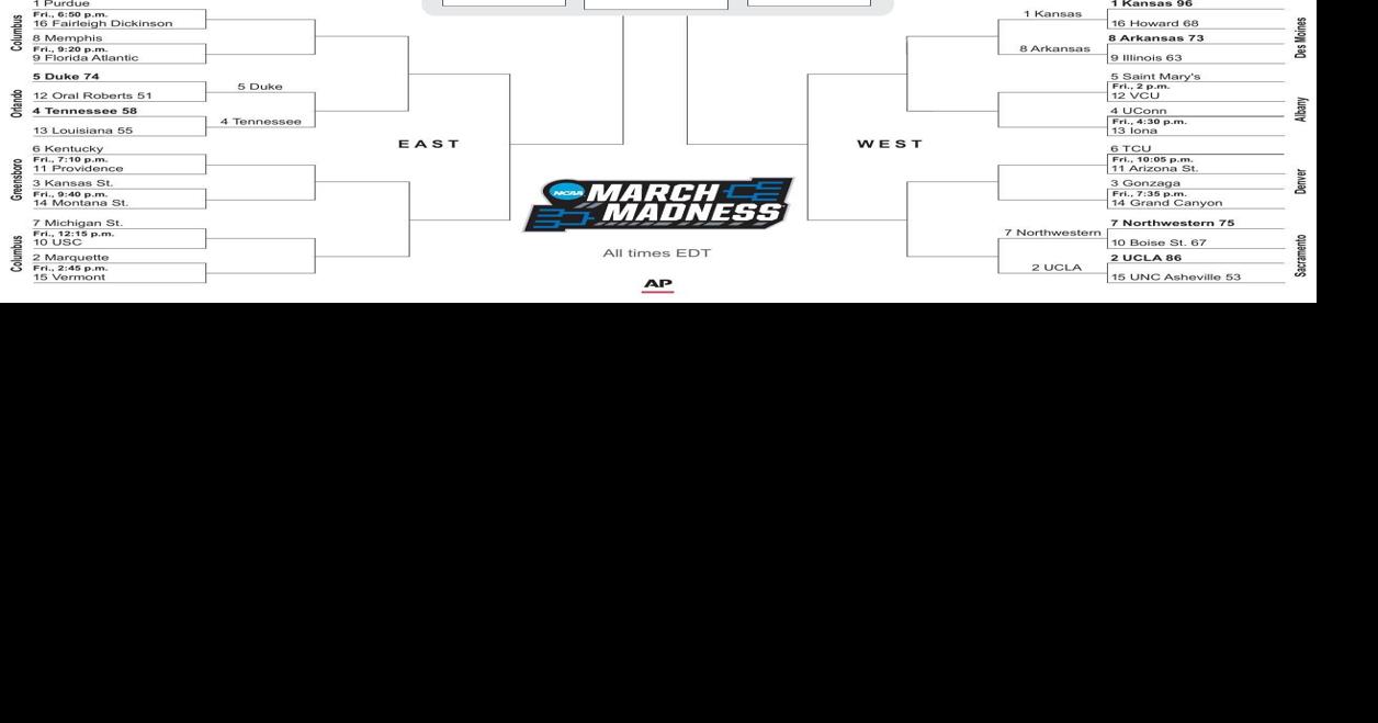 Printable NCAA men's bracket, March 17