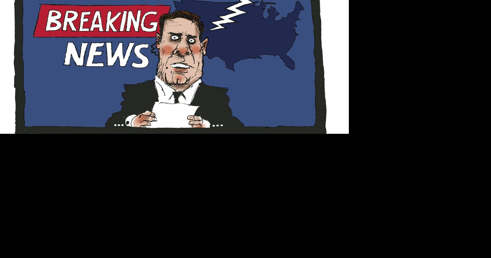 Newscaster announces big story, in Mike Luckovich's latest political ...