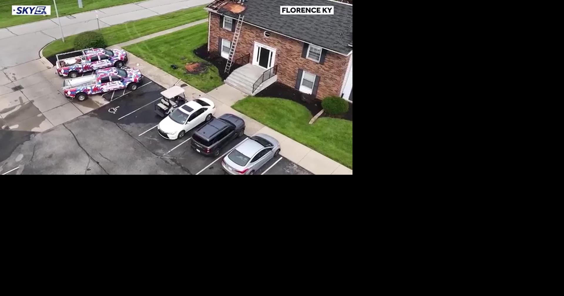 RAW: KY: STORM DAMAGE IN FLORENCE (DRONE)