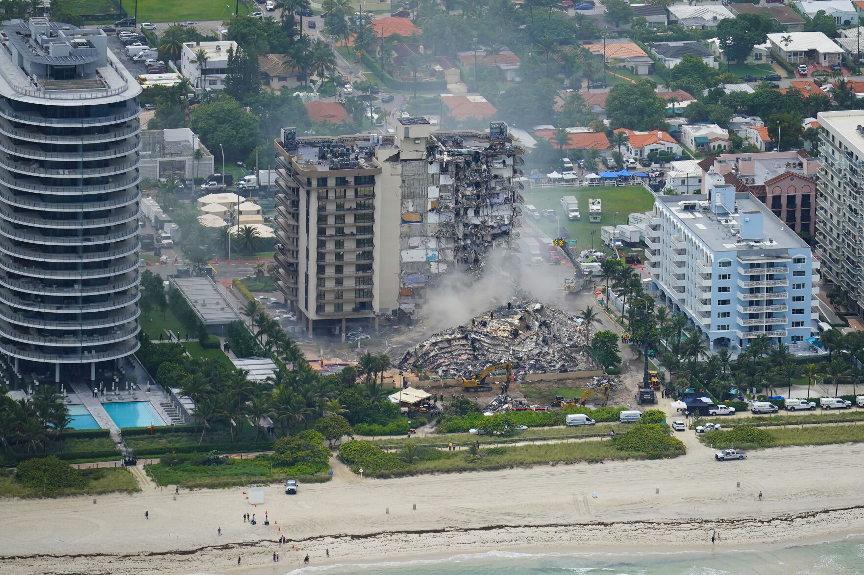 Aerial photos of the Florida condo collapse scene