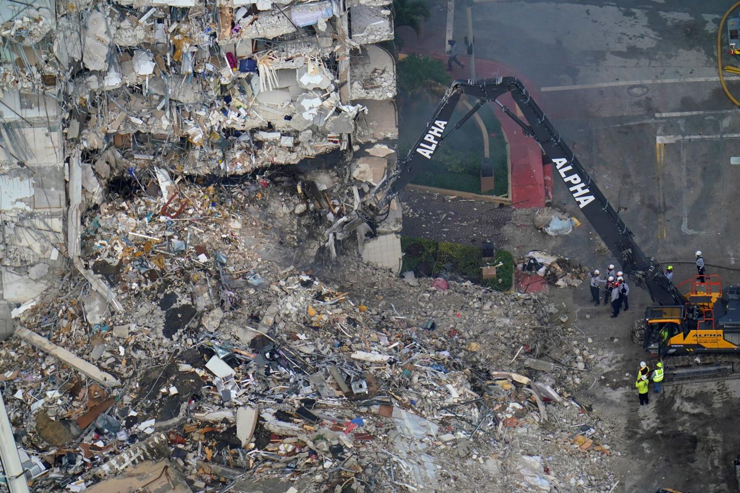 Aerial photos of the Florida condo collapse scene