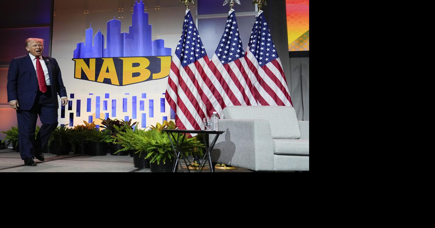 Donald Trump questions Kamala Harris' race at NABJ event
