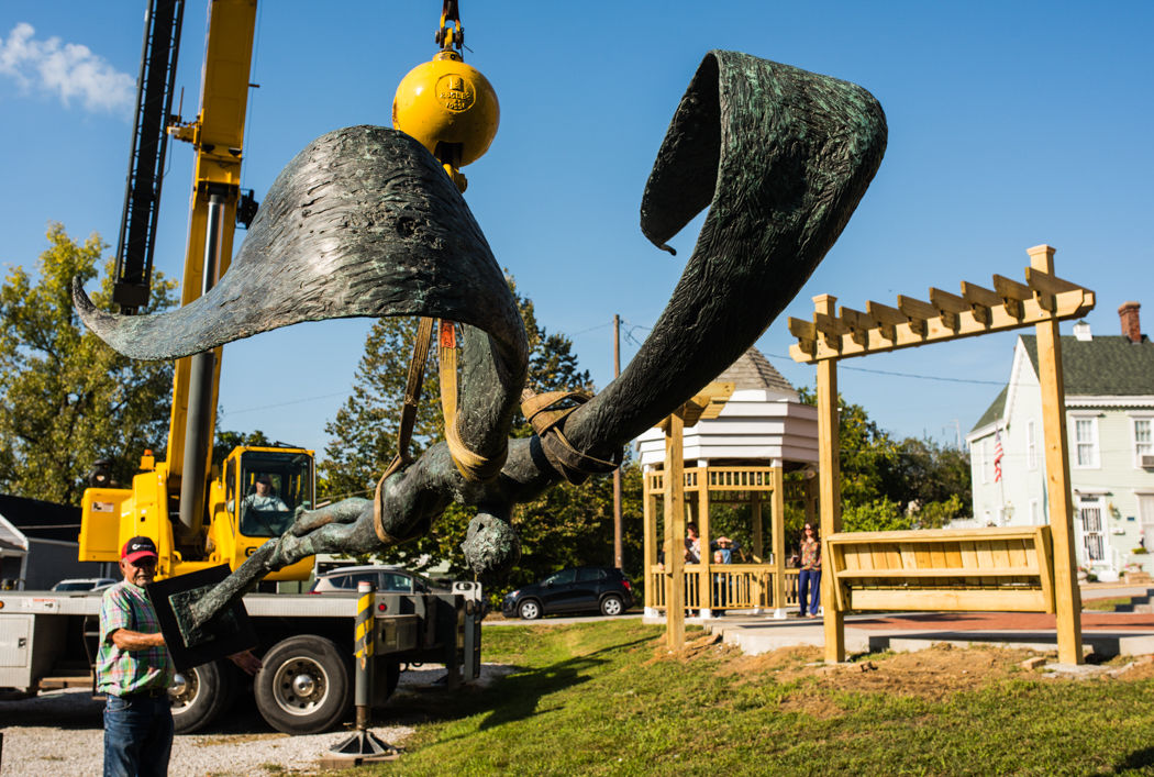 PHOTOS: Winged Man sculpture installed at Second Baptist Church ...