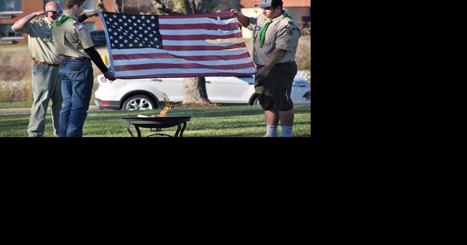 Scouts retiring worn U.S. flags in Clarksville ceremony on Flag Day ...