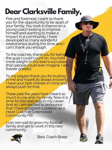 HIGH SCHOOL FOOTBALL: Boser leaving Clarksville for Greenwood | Sports ...