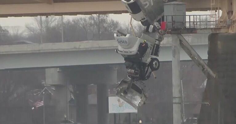Driver removed from truck dangling from Clark Memorial Bridge; semi ...