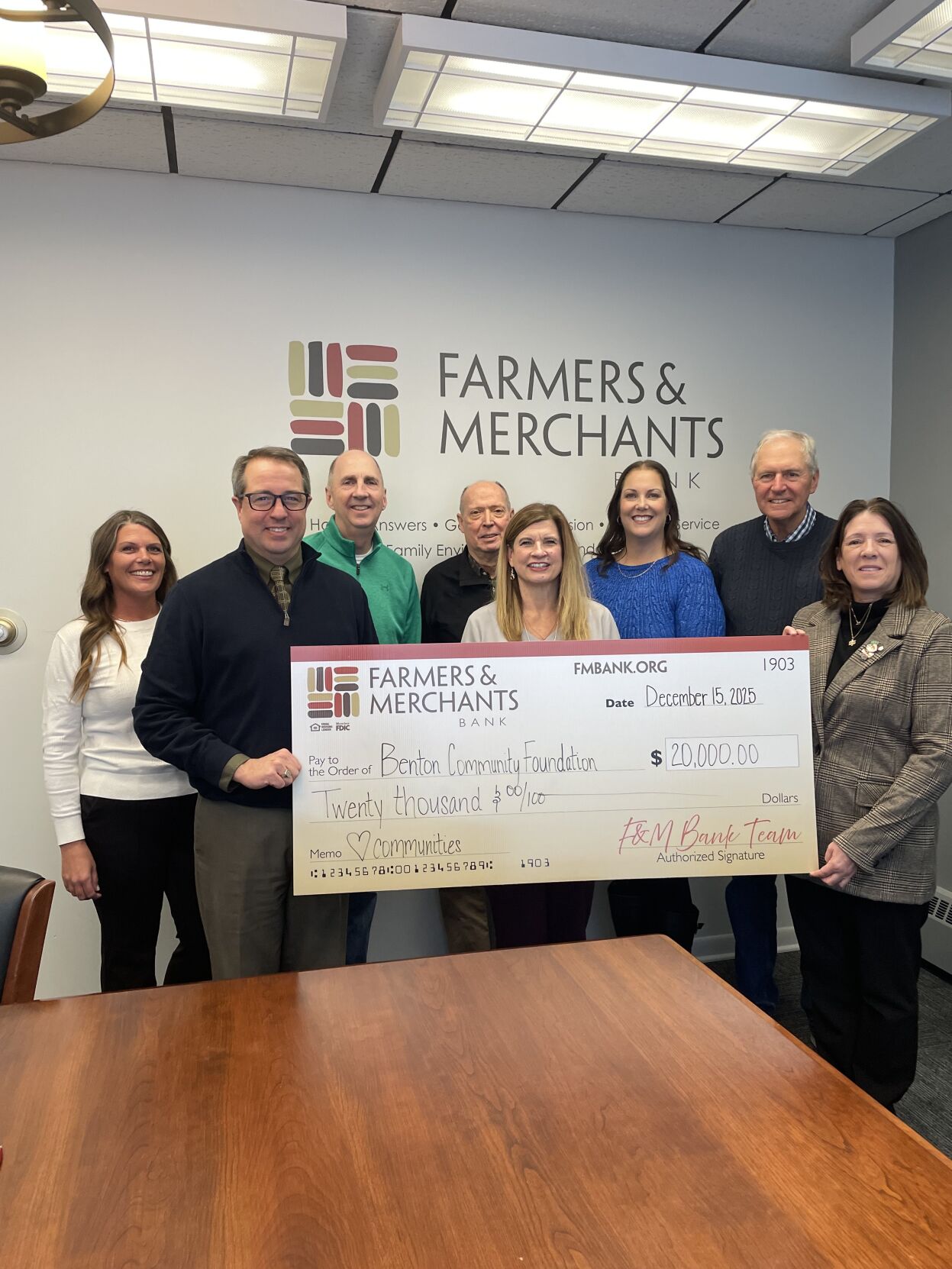 Farmers & Merchants Bank Donates $20,000 to Benton Community Foundation ...