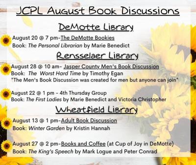 End-of-August events for kids, adults at JCPL branches | News | newsbug ...