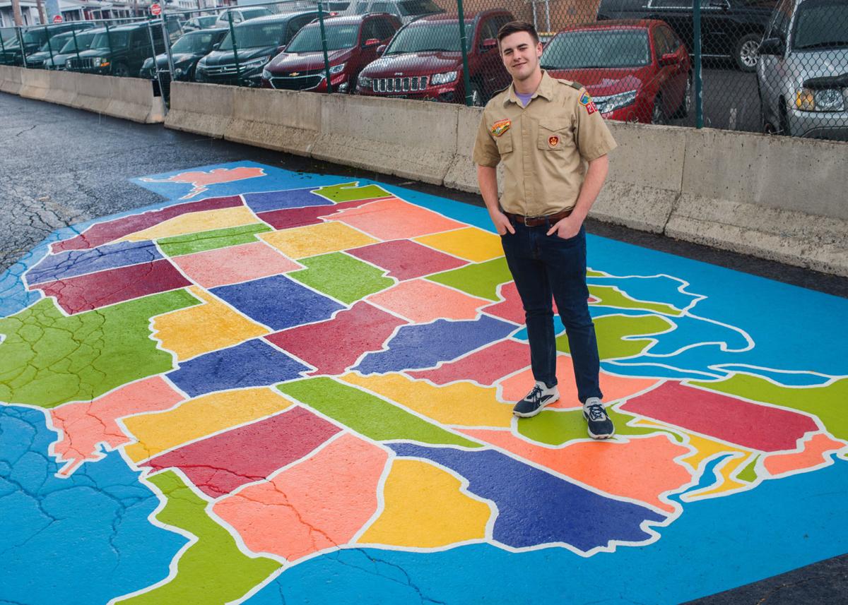 Boy Scout paints large map of United States at Annex | Local | newsitem.com