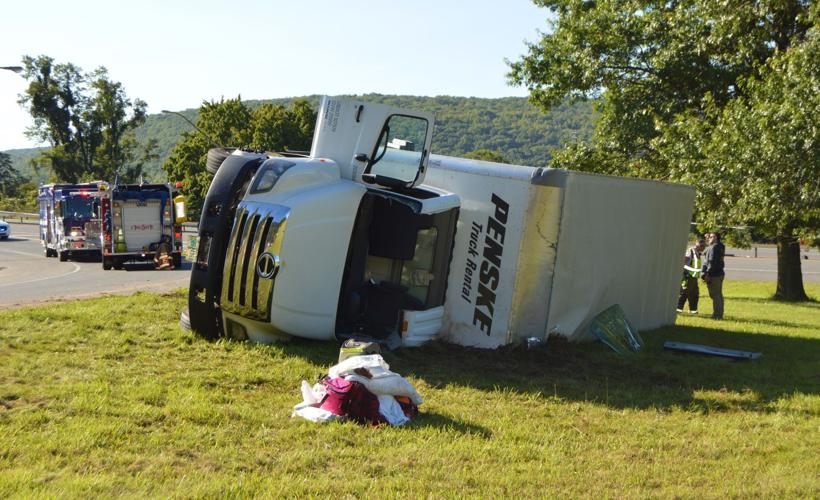 Box truck rolls over on Route 61 near Anthra Plaza | Local | newsitem.com