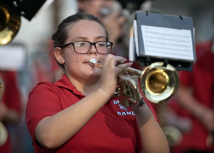 MCA Big Red Band grooves with classic rock pieces during field show ...