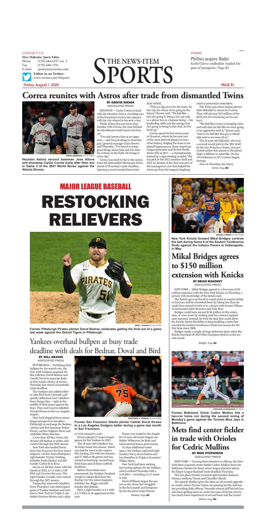 Page B1 | e-Edition | newsitem.com