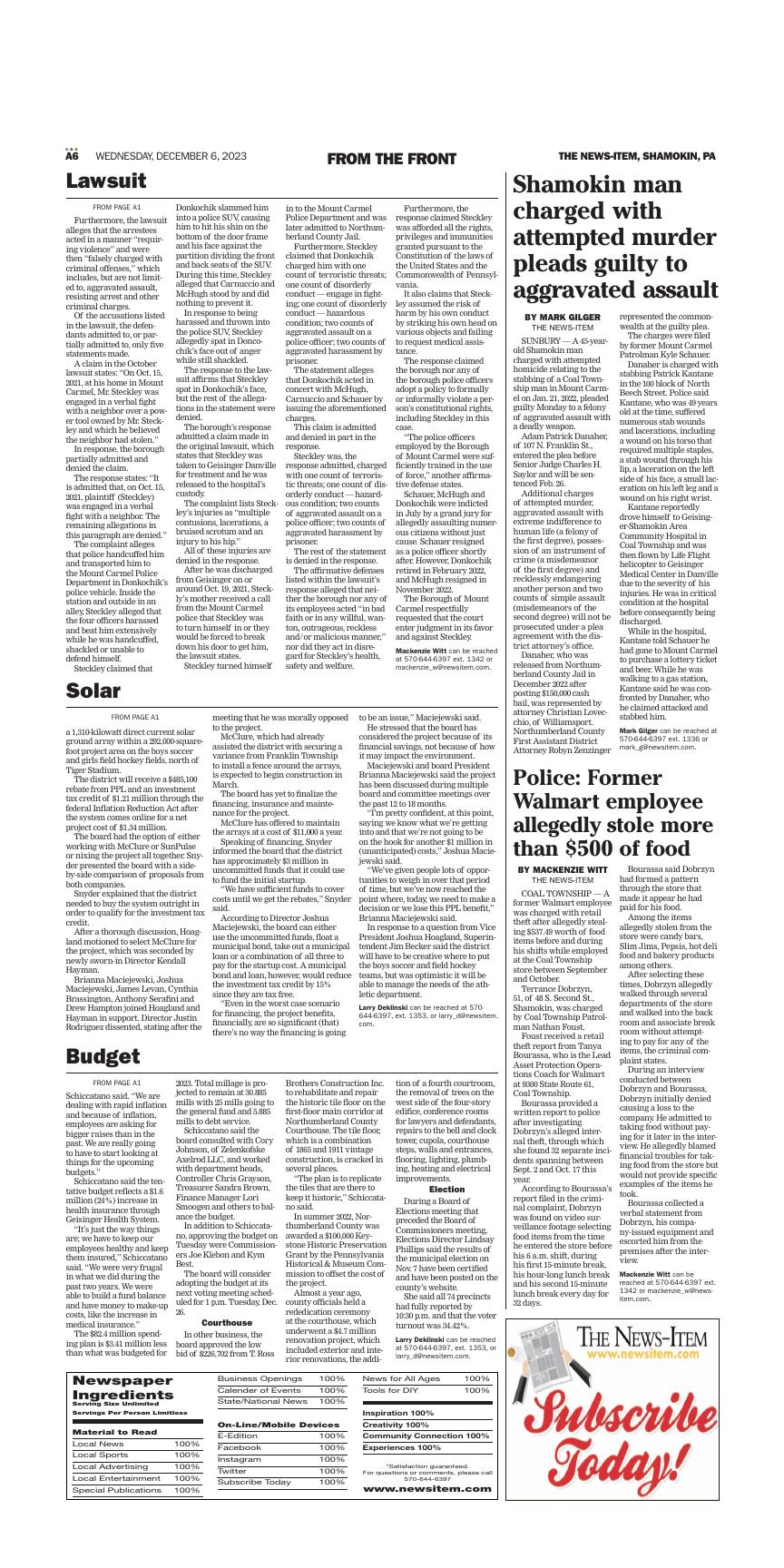 Page A6 | e-Edition | newsitem.com