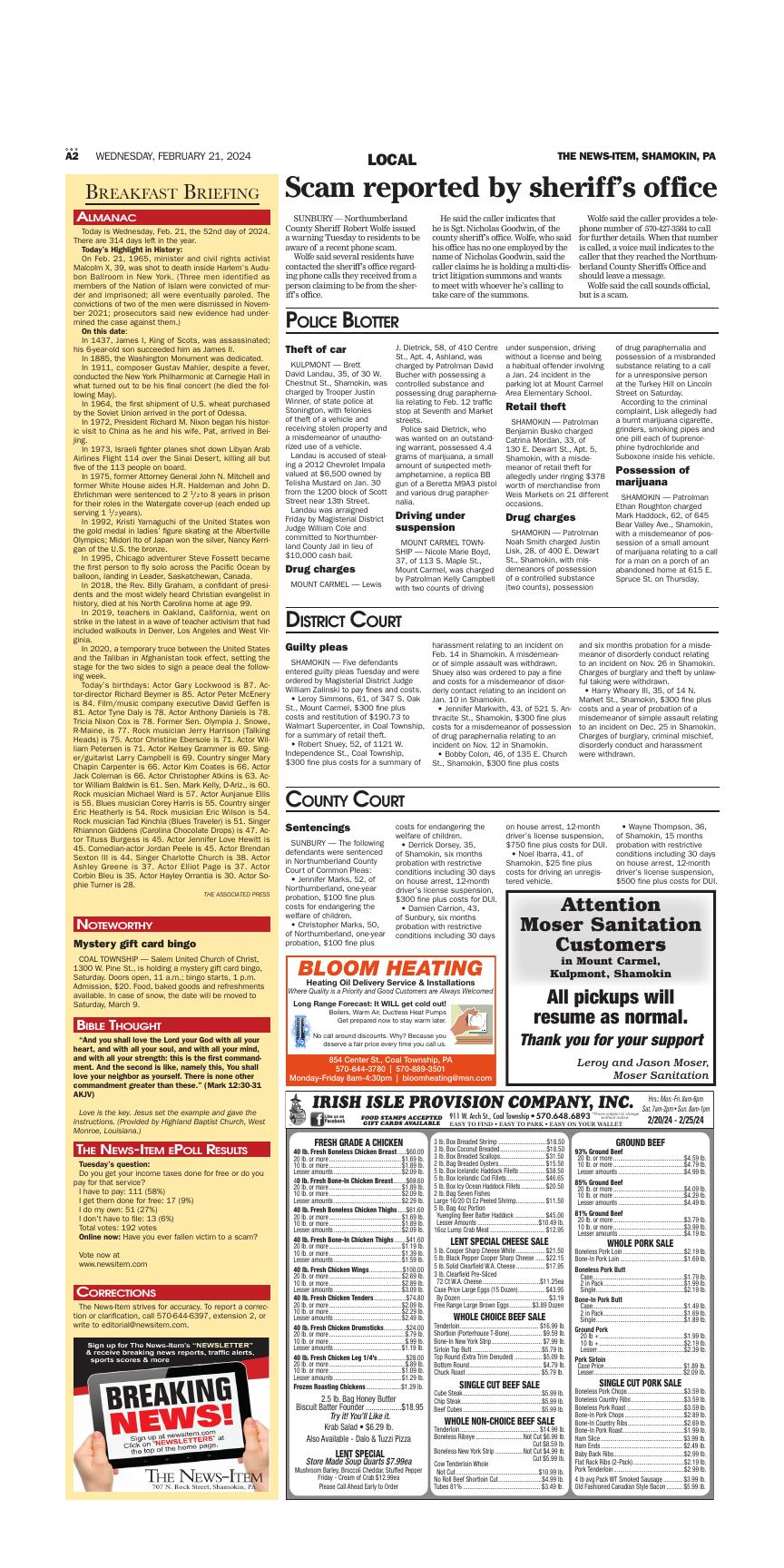 Page A2 | e-Edition | newsitem.com