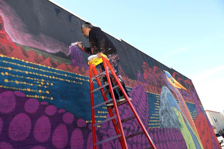 Heraldic herons honor Southwest traditions in 'Monsoon Wisdom' mural ...