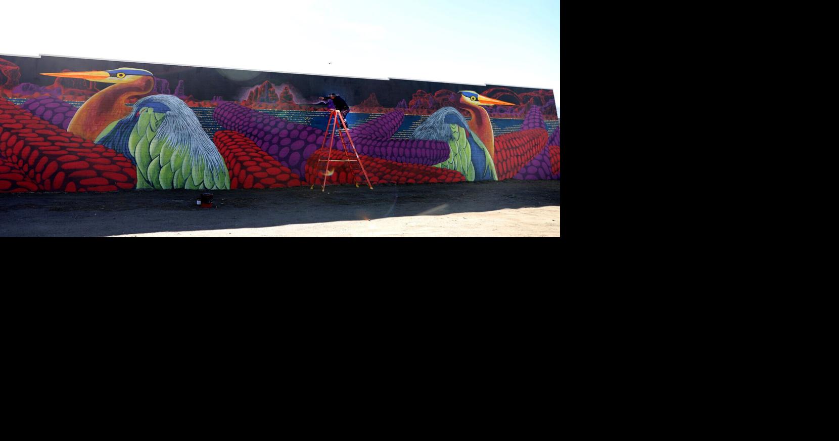 Heraldic herons honor Southwest traditions in 'Monsoon Wisdom' mural ...