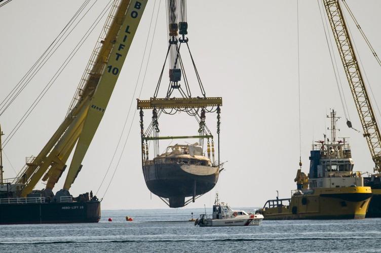 The recovered Bayesian superyacht completes its final journey to a ... The recovered Bayesian superyacht completes its final journey to a ...