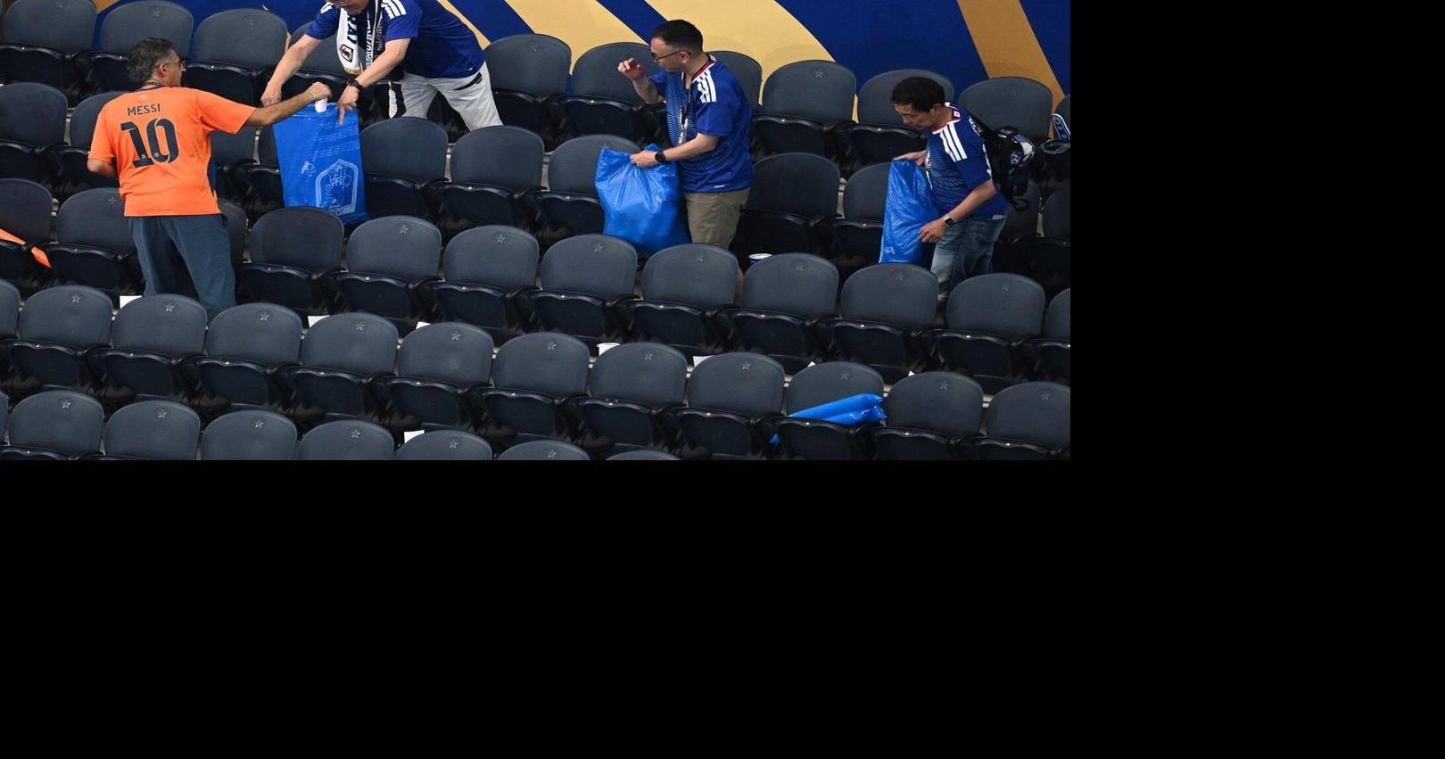 Japan fans use blue bags to uphold a cleansing World Cup tradition ...