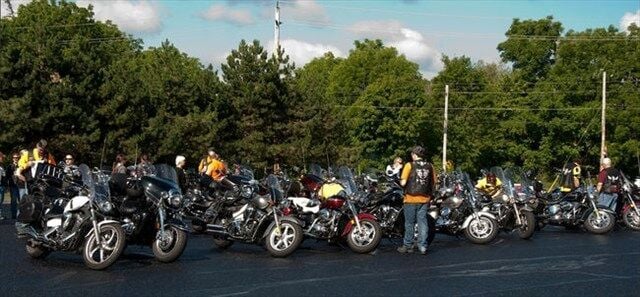 Bikers ride together Saturday to help children
