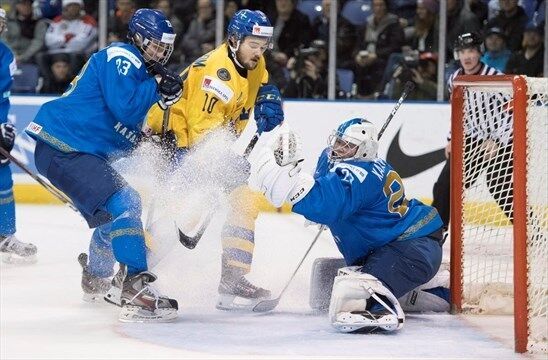 Last on the score sheet, Kazakhstan hockey team No. 1 with Victoria fans