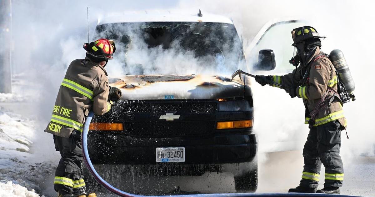 Photos: Van fire creates smoky scene in Port Colborne