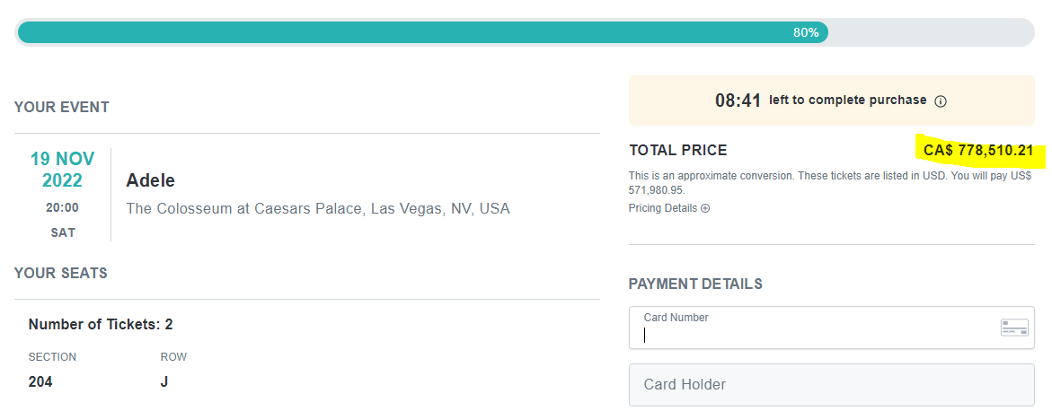 Pair of Adele Vegas tickets listed for nearly $800K on StubHub