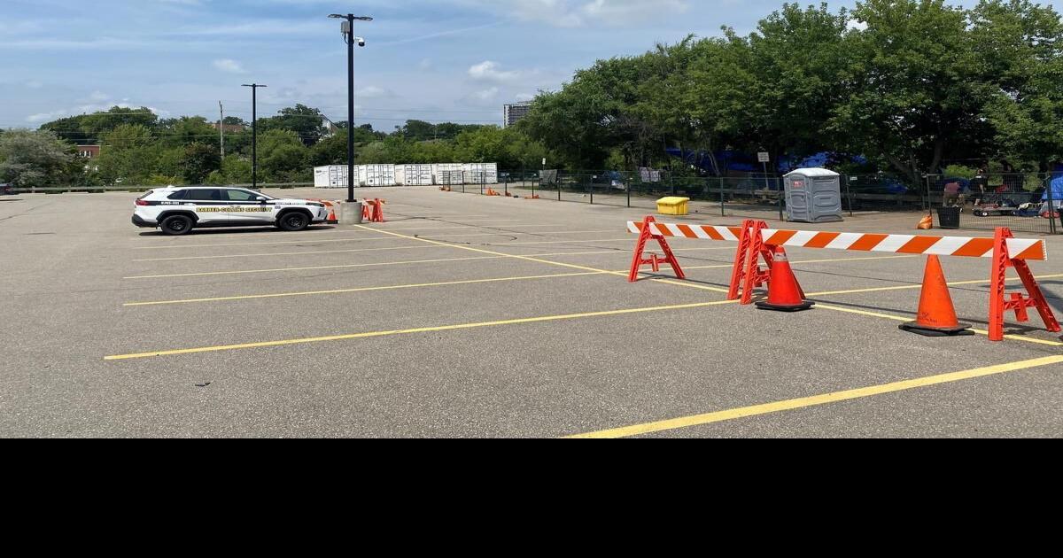 Region of Waterloo barricades encampment at night