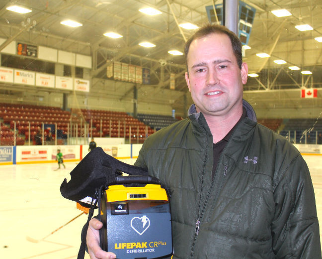 Arena defibrillator, bystanders save man?s life