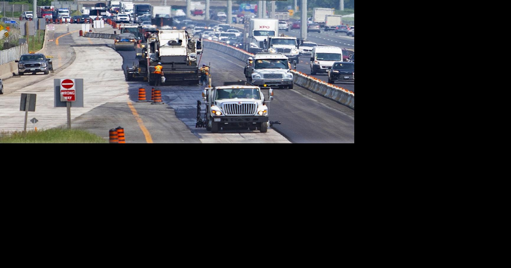 Road work continues along the QEW through Grimsby