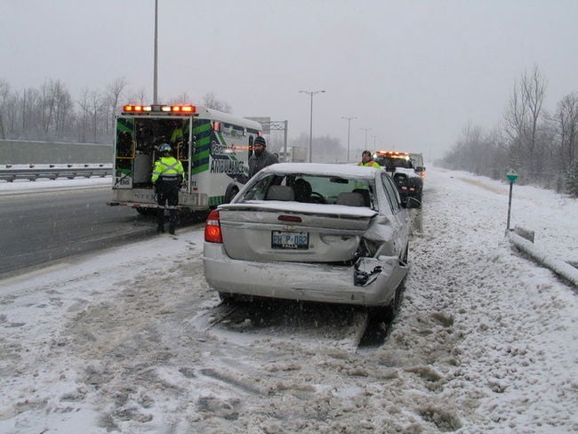 Car crash on QEW at Thompson Rd.