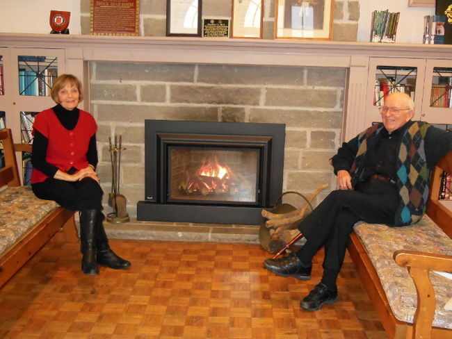 Gas fireplace donated to Queenston Library in memory of founder