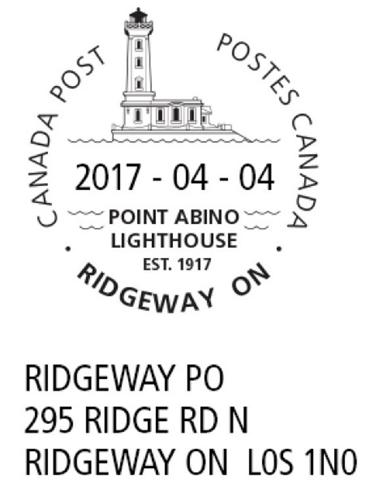 Ridgeway post office celebrating Point Abino Lighthouse's 100th