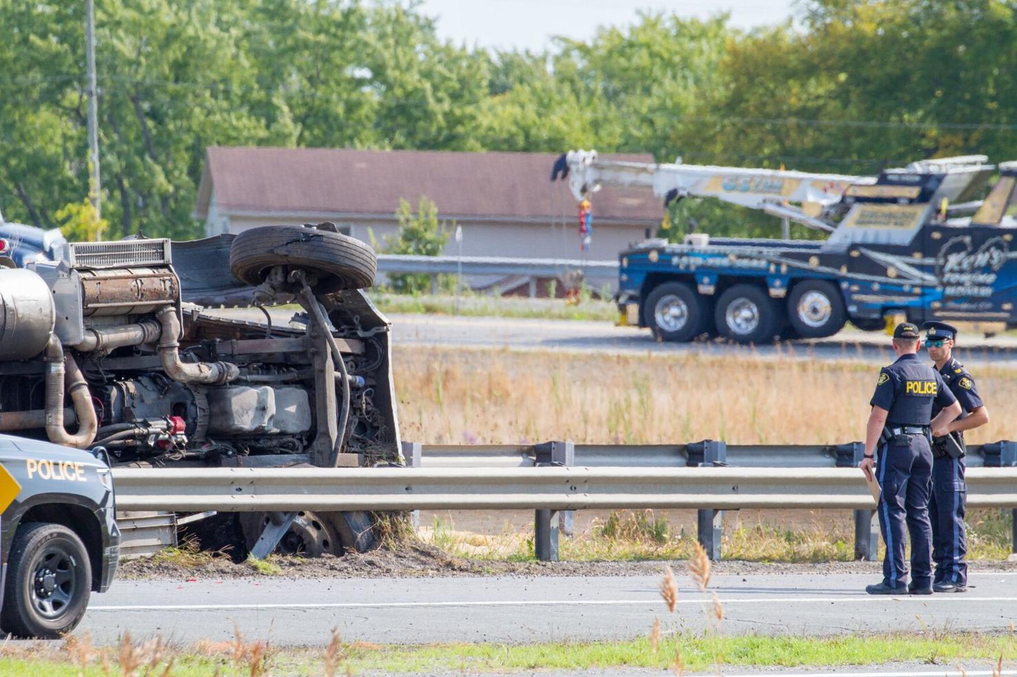 Transport truck driver killed in QEW rollover at Netherby