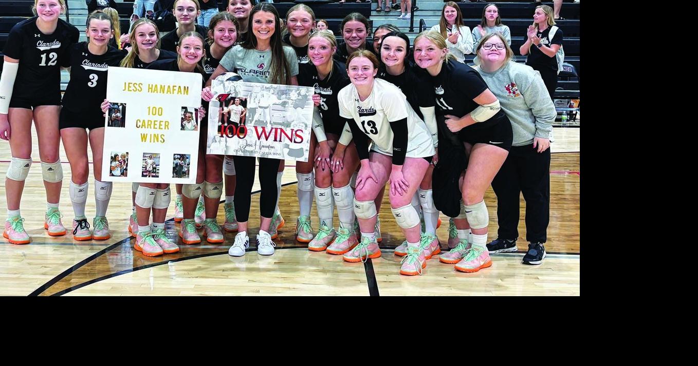 Clarinda volleyball's Hanafan earns 100th career coaching win