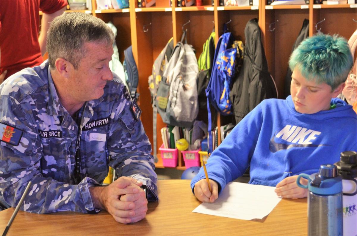Patriot Elementary students in Papillion interview military service members