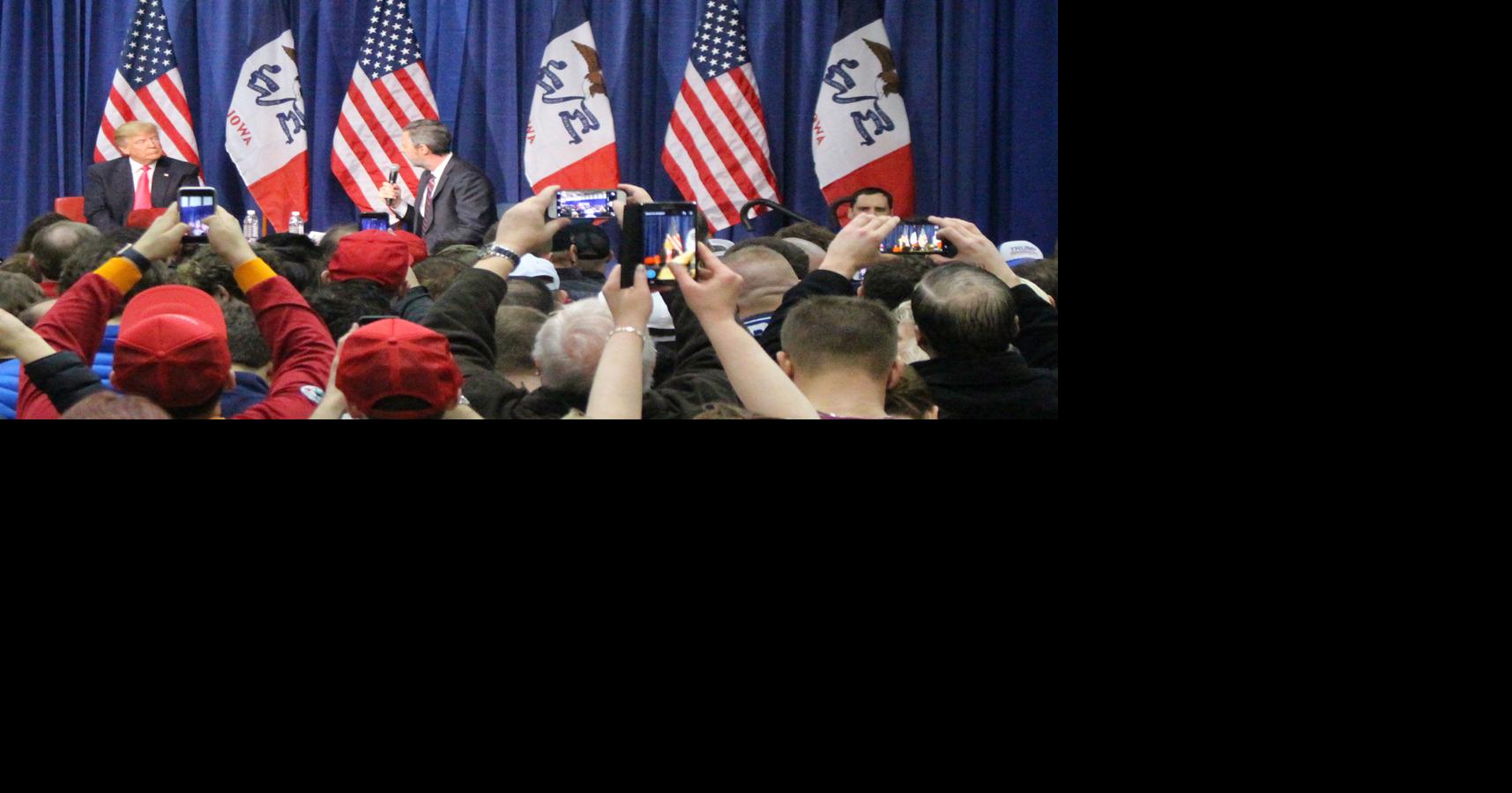 Trump takes stage, communion in Council Bluffs with confidence