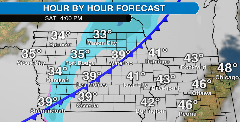 Rain, snow, and plunging temperatures in Iowa this weekend